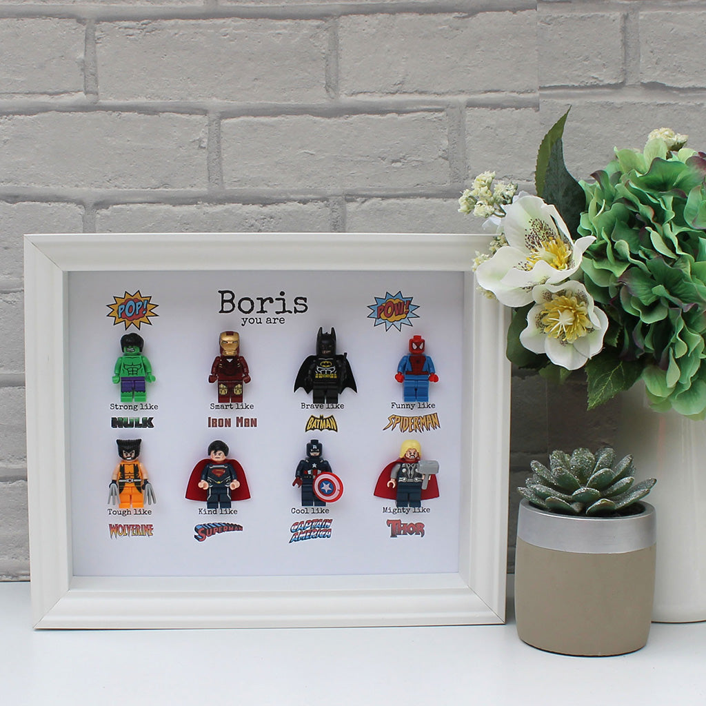 Personalised 8 figure Superhero frame – Mrs Crazy Creations