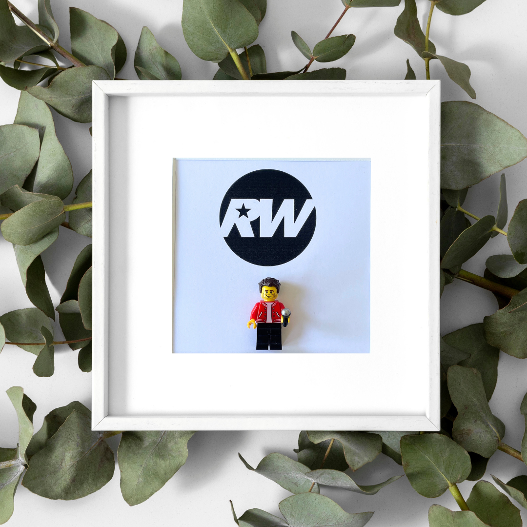 Robbie Williams LEGO® Minifigure Frame – Mrs Crazy Creations